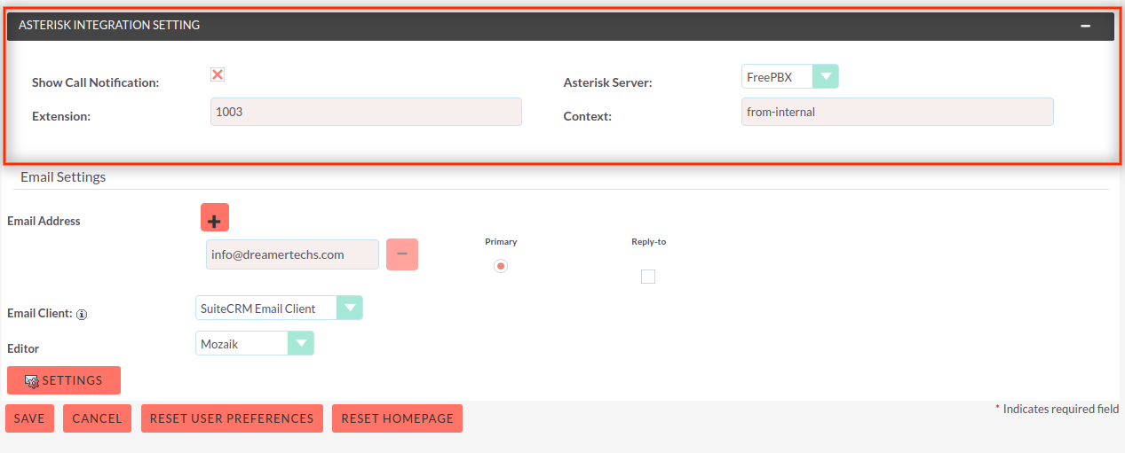 User Guide Asterisk Integration With Suitecrm